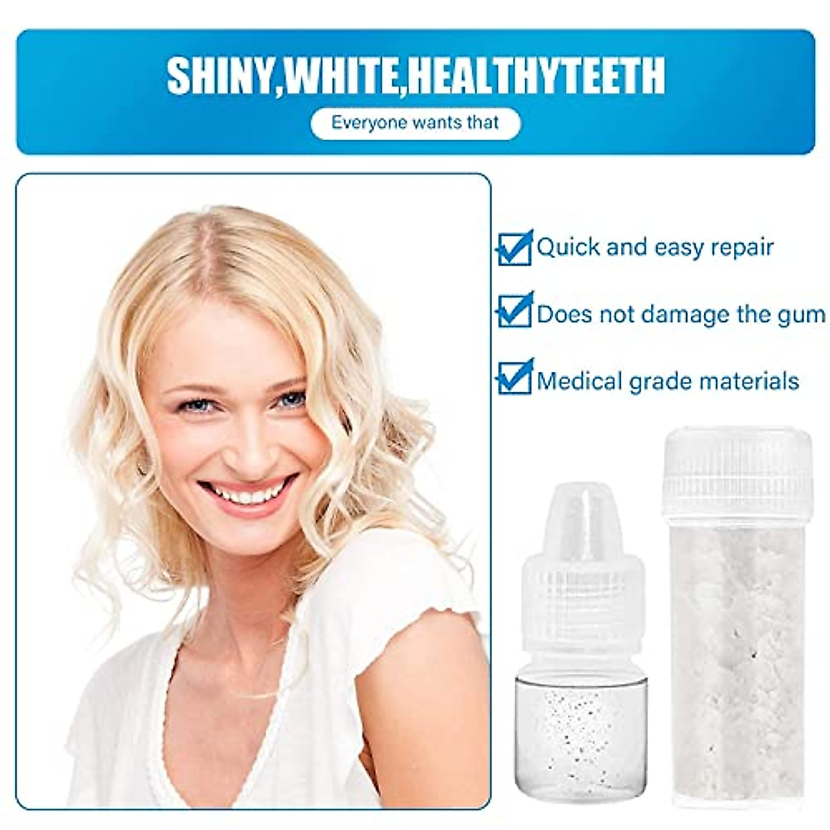 Tooth Repair Kit, Moldable False Teeth,DIY Dental Repair Kit Glue for Broken,Missing, Gaps, Regain Your Beautiful Smile in Minutes-R2