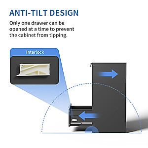 Yukimo Vertical File Cabinet with Drawers, 3 Drawer File Cabinet for Home Office, Locking File Cabinet Hanging Files for A4/ Legal/Letter, Black