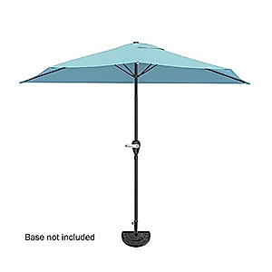 9-Foot Half Patio Umbrella – Easy Crank Semicircle Opening Shade Canopy – For Against a Wall, Porch, or Balcony Furniture by Pure Garden (Blue)