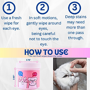 Dog Eye Wipes for Discharge and Crust, Tear Stain Remover Wipes for Shih-Tzu, Yorkies, Pekingese, Pugs, Schnauzers, and Cats,120 Non-Irritant Pre-Soaked Eye Wash Pads for Dogs and Cats [120ct]
