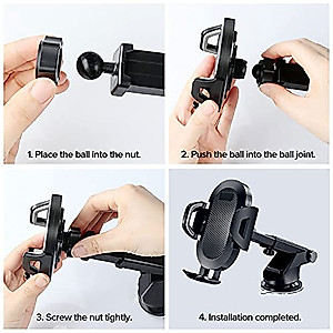 【2022 NEW】VOVIGGOL Universal Cell Phone Holder for Car Phone Mount Car Phone Holder Dashboard Windshield Air Vent Long Arm Strong Suction Cell Phone Car Mount Fit for iPhone Samsung All Phones (Black)
