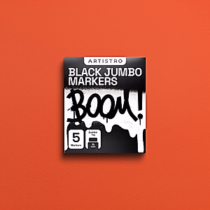 ARTISTRO Graffiti Markers, 5 Jumbo Black Markers, 15mm Jumbo Felt Tip, Acrylic Paint Markers for Rock Painting, Stone, Ceramic, Glass, Wood, Canvas