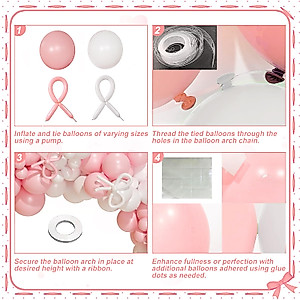 146 Pcs Coquette Birthday Decorations Pink Bow Balloons Arch Kit, Bow Balloons Coquette Pink and White Balloons Garland, Pink Bow Party Decoration for Birthday Baby Shower Wedding