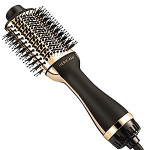 Professional Blowout Hair Dryer Brush, Pro 24K Gold One Step Hot Air Brush & Volumizer, Hair Straightener Brush and Hair Dryer Brush for Women