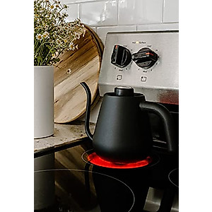 Soma Stainless Steel Gooseneck Coffee & Tea Kettle, Black, 1 Liter, Stovetop