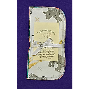 1 Ply Printed Flannel Little Wipes 8x8 Inches Set of 5 Zoological Wildlife