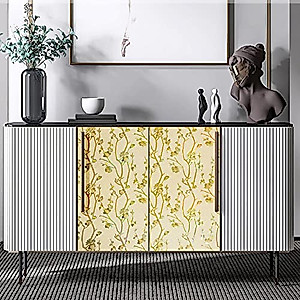 Moyishi 12''x118''Chinese Light Luxury Retro Golden Winter Plum Film Vinyl Self Adhesive Counter Top Peel and Stick Wall Decal