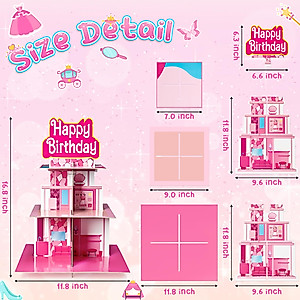 DSjuedui Pink Cupcake Stand 3-Tiered Cardboard Cake Stand Dessert Table Displays Pink Princess Assemble Cupcake Tower Holder Cupcake Tier for Floral Tea Happy Birthday Party Decor Favors Baby Shower