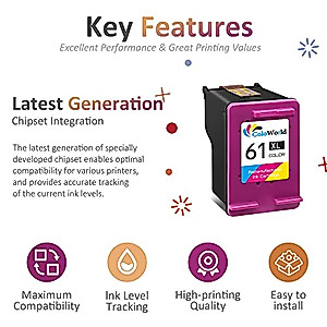ColoWorld Remanufactured Ink Cartridges Replacement for HP 61XL 61 XL for Envy 4500 4502 5534 5535 DeskJet 2512 3510 2542 2540 2544 3000 3050a 3052a 1055 2548 OfficeJet 4630 4632 Printer ( 1 Color )