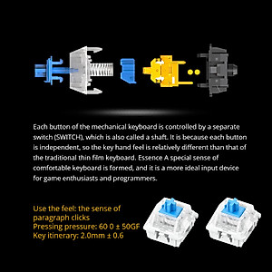 Retro Mechanical Gaming Keyboard Rainbow Backlit , Punk Vintage StyleDustproof Mechanical Ergonomic Keyboard with 104 Keys for Computer Game Enthusiasts Home Office Use