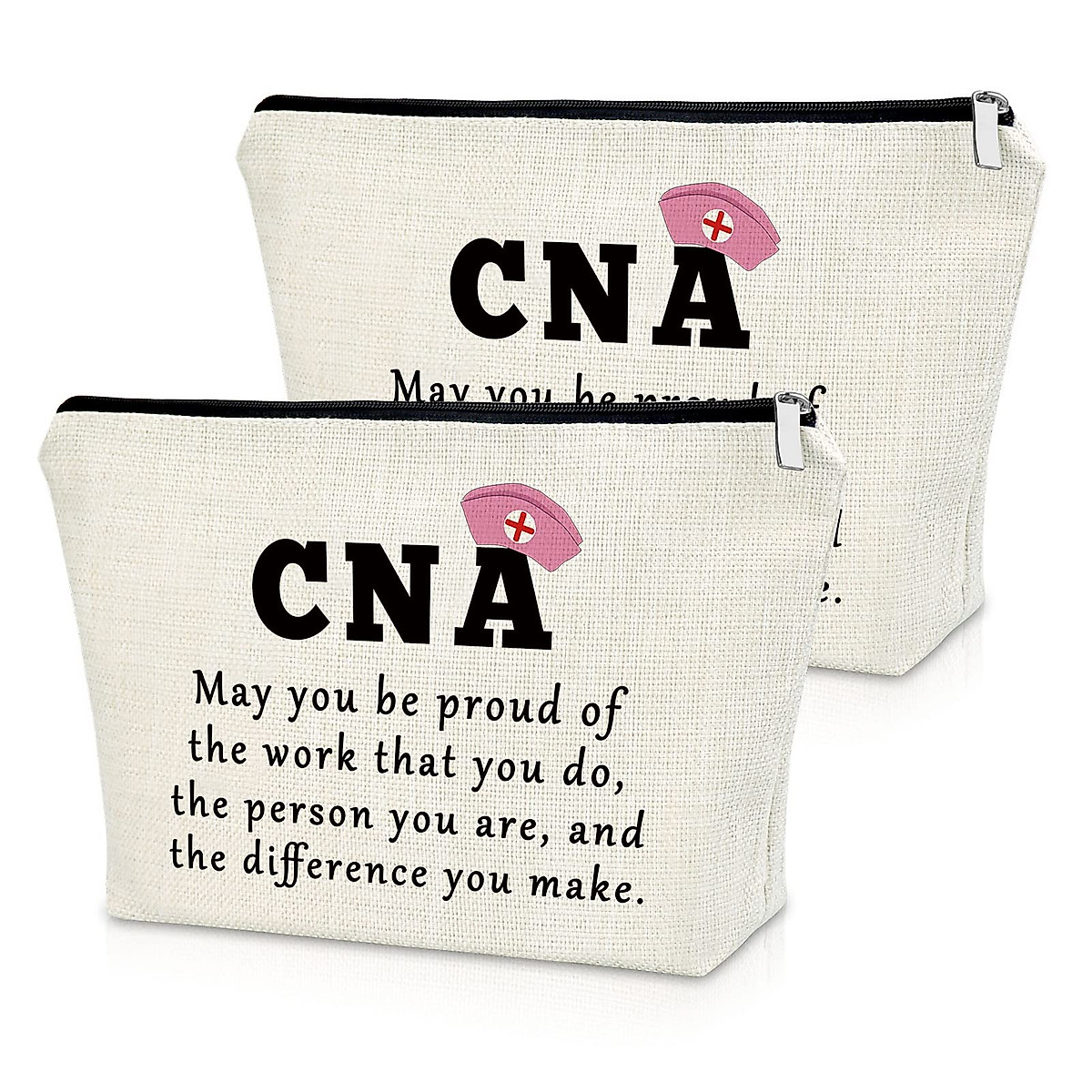 Sazuwu 2PCS CNA Gifts for CNA Week Makeup Bag Certified Nursing Assistant Gifts Thank You Gifts for Nurses Cosmetic Bag CNA Employee Appreciation Gifts Birthday Christmas Gifts Travel Pouch