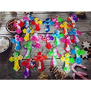 30 Packs Mini Backpack Pop Fidget Bubble Toys, Bulk Religion Cross Classroom Students Prizes Birthday Party Favors Gifts