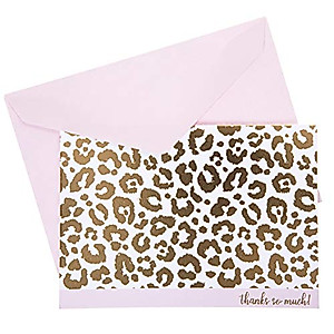 Graphique Box of Thank You Cards, Cheetah - Includes 16 Cards with Matching Envelopes and Storage Box, Cute Stationery Made of Durable Heavy Cardstock, Cards Measure 3.25" x 4.75"
