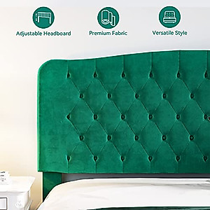 YITAHOME Upholstered Headboard, Velvet Tufted Upholstered Queen Headboard with Diamond Tufted, Full/Queen - Peacock Green