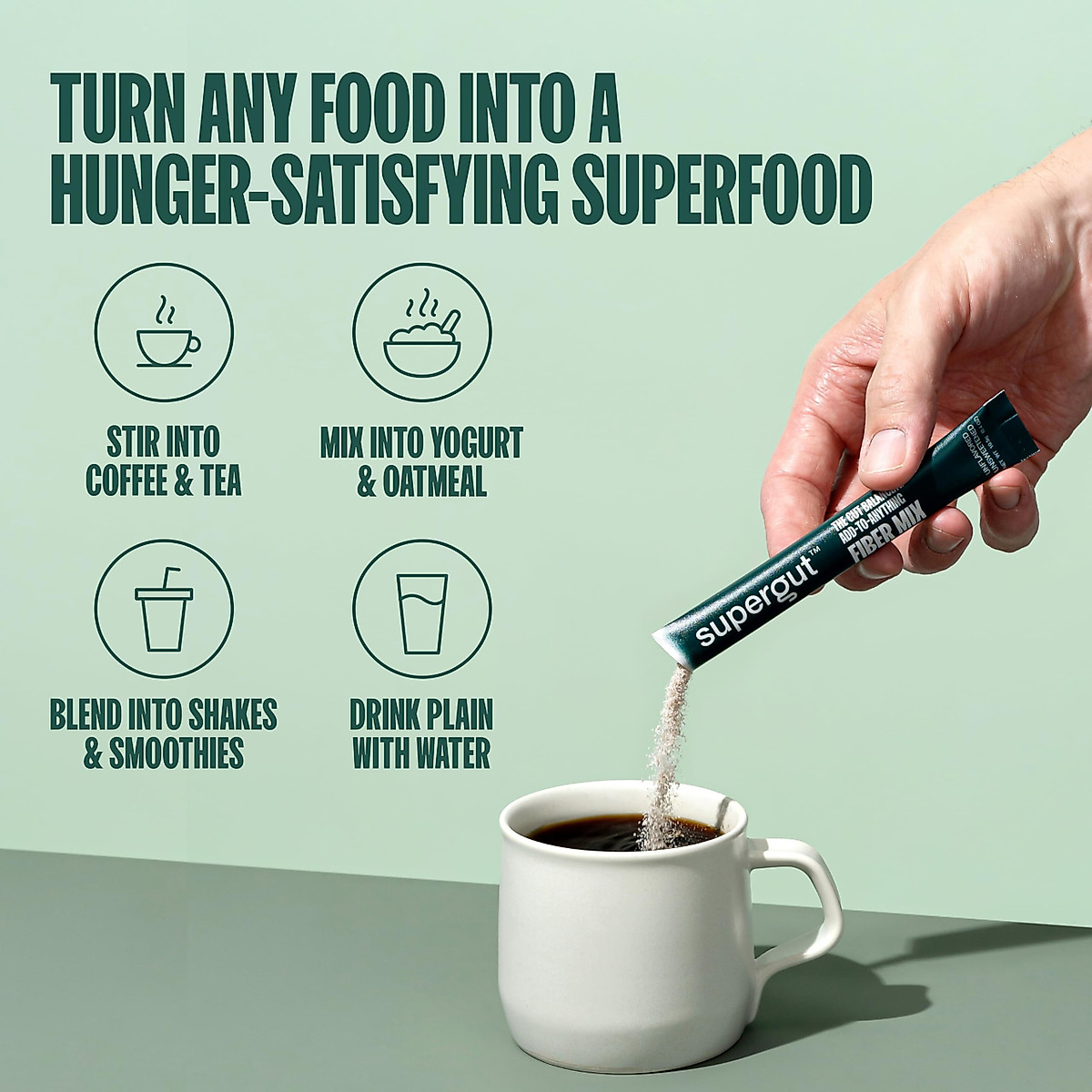 Supergut Daily Prebiotic | High Fiber Supplement Mix | Gut Health | Low fodmap | Soy Free | Keto Friendly | 8g Fiber | 0g Sugar | Unflavored Plant Based Supplement Powder (28 Servings, 1 Bag)