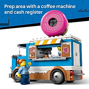 LEGO City Donut Truck Toy - Building Toy for Kids, Boys and Girls, Ages 5+ - Easter Basket Gift for Kids Mobile Donut Stand with 2 Minifigures and Other Accessories - 60452