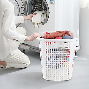 Afromy 6-Pack 45 L Plastic Laundry Basket, 16.54" Tall Clothes Hamper for Clothes, Towels＆Toys in the Family and Dorm, White