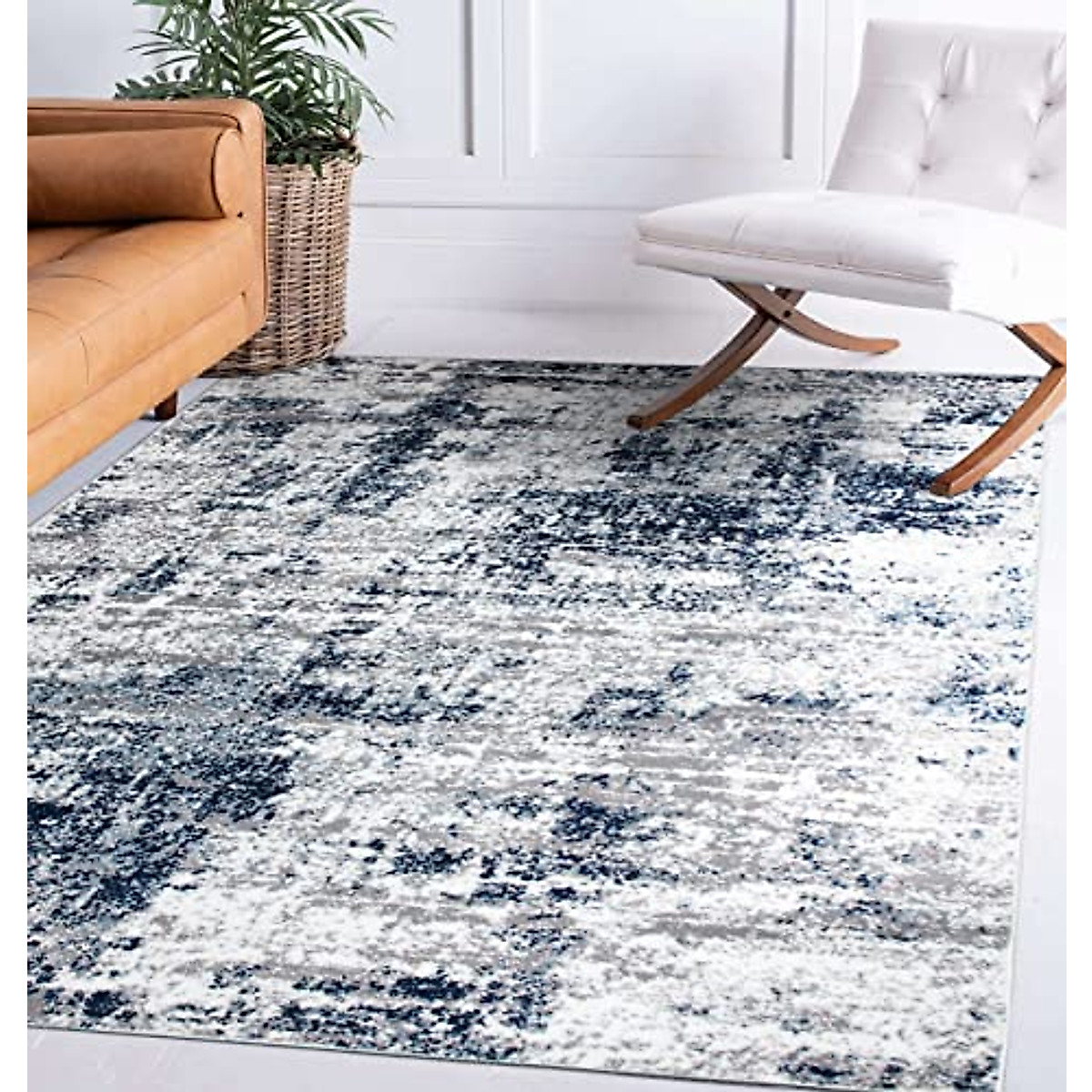 Rugshop Distressed Abstract Area Rug 5' x 7' Blue