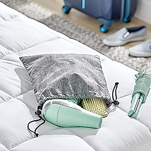 mDesign Portable Large Capacity Travel Bag with Draw String Closure, Water-Resistant for Laundry Room, College Dorm Room, Apartment, Gym, Sporting Events, School, Make-Up, Travel - 2 Pack - Gray