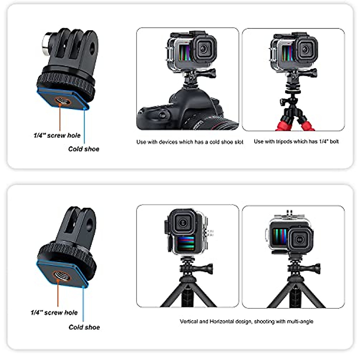 SOONSUN Waterproof Case for GoPro Hero 11 Black/Hero 10 Black/Hero 9 Black, 60M Underwater Protective Dive Housing Case with Cold Shoe Mount Adapter for GoPro Hero 11 10 9 Black Action Camera