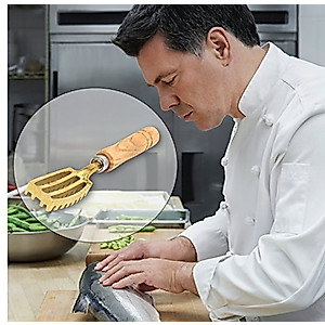 Kwizing Made in Japan [Extra Large] Fish Scaler Brush with Brass Serrated Sawtooth and Ergonomic Wooden Handle - Easily Remove Fish Scales Without Fuss Or Mess - Handcrafted by Japanese Artisans
