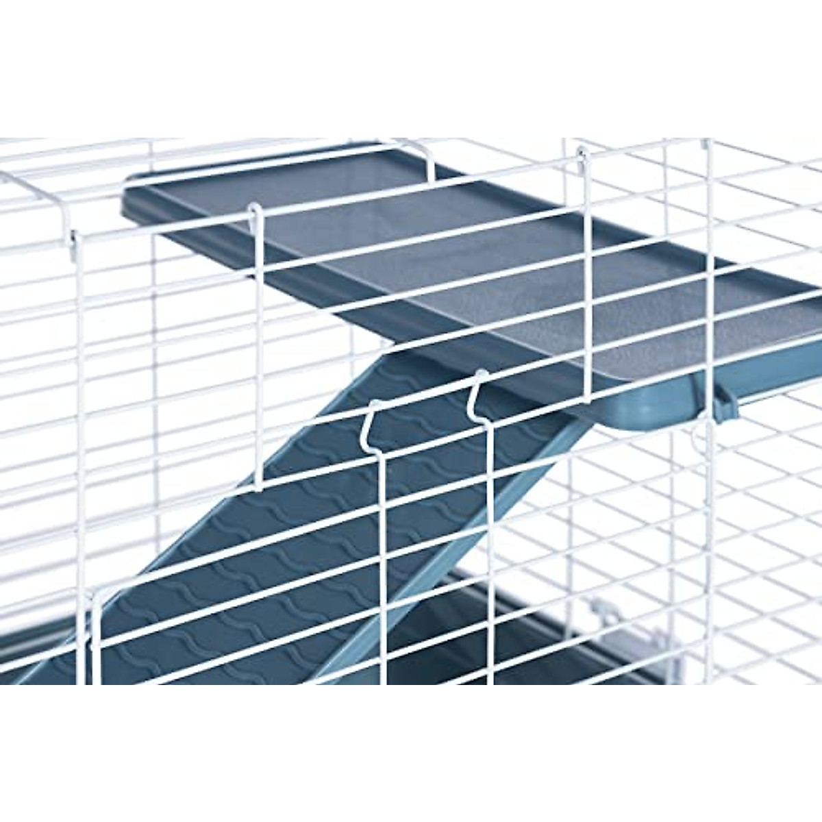 Prevue Pet Products Adult Ferret, Chinchilla, Small Animal Critter Home/Travel Cage with Deep Tubby Base, 1 inch Wire Spacing, Blue (529BLUE)