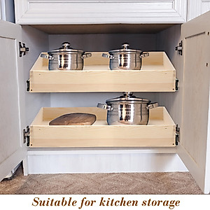 Barydat 3 Pcs Pull out Cabinet Organizer Wooden Drawer Box Organizer Roll out Shelves for Kitchen Cabinets Sliding Tray Organizer Kitchen Organization Storage Drawer for Pantry Sink, 20'' W x 21'' L