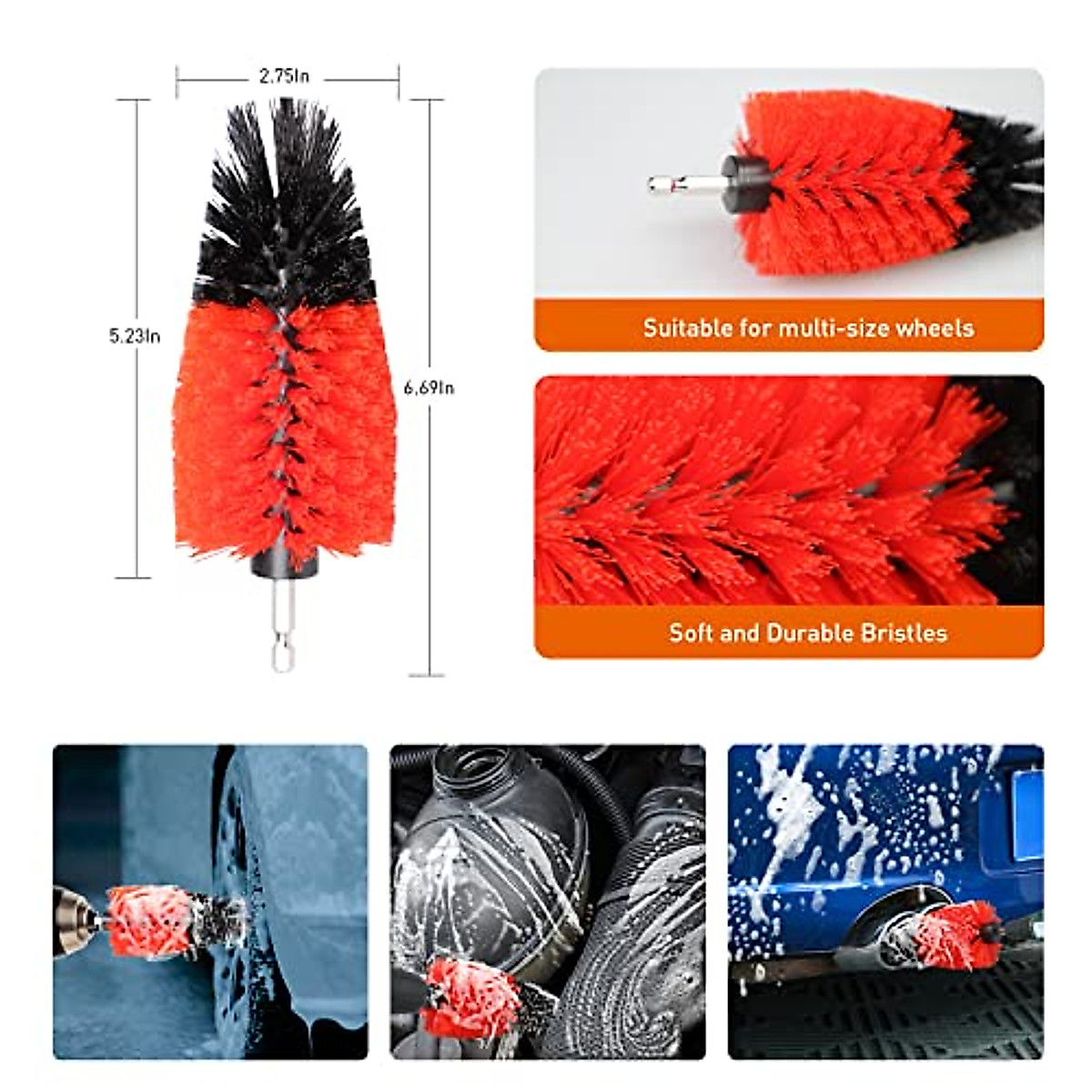 OELON 22 PCS Car Detail Brush Kit, Car Auto Drill Wash Brushes Set, Automotive Car Interior Brush Cleaning Kit for Wheel, Air Vents, Dashboard, Emblems, Engine, Carpet, Tire, Rim, Leather