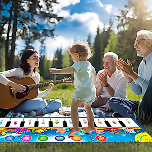 Foayex Valentines Day Gifts for Toddlers Boys & Girls Toys,Foldable Musical Toys, Learning Floor Mat with 8 Instrument Sounds-Touch Play for Early Education, Birthday Gifts for Baby Boys Girls