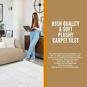 BANANA NATION Plush Puzzle Foam Floor Mat - Interlocking Carpet Tiles - 11.8 x 11.8 x 0.6 Carpet Foam Tiles - Carpet Puzzle Mats for Floor - Rug Squares Carpet - Plush Foam Floor Tiles (12pcs - White)