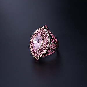 CKHAO Women Ring - 32mm Turkish Style Pink Gemstone Vintage Ring Women Jewelry J0769PINK (7)