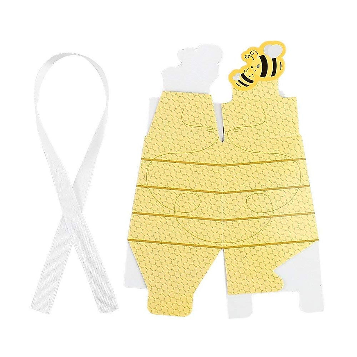 Cyblinia 30 Pack Paper Beehive Gift Boxes Bee Candy Boxes Party Favor Boxes Wedding Favor Candy Boxes with Ribbons for Party Decorations