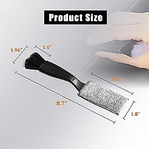 GKmow Pack-1 Car Interior Detailing Brush, Double Head Brush for Car Clean, Soft Multi-Functional Double Ended Portable Dust Brush, Applicable for House, Car Air Vents Crevice, Office (Black)