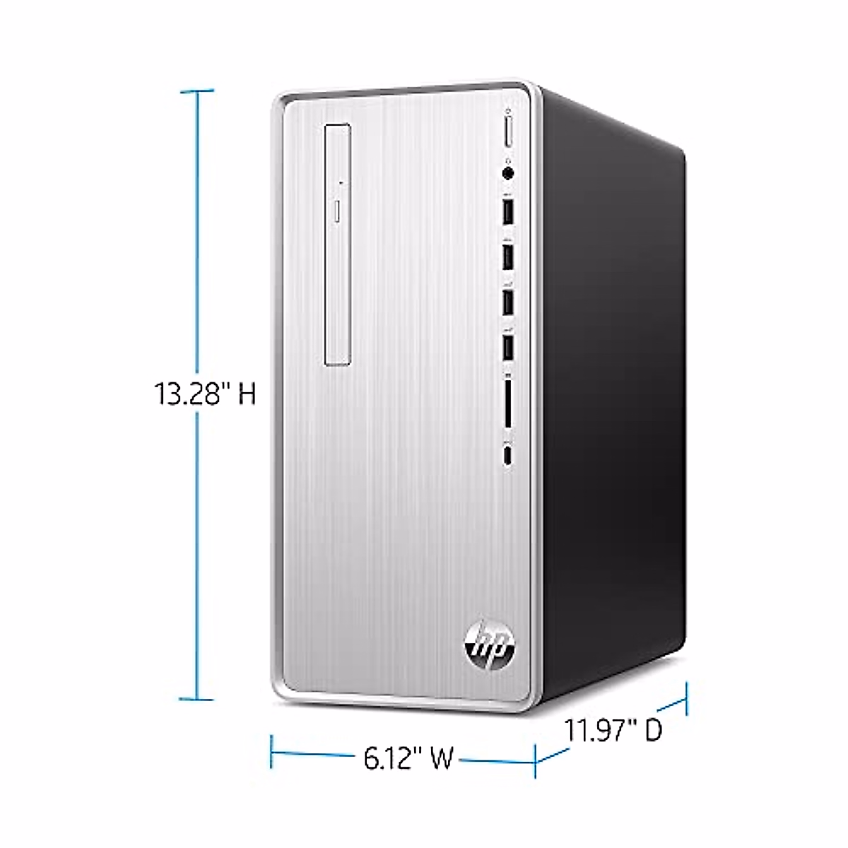 HP 2022 Pavilion Desktop, 11th Gen Intel Core i7-11700F 8-Core Processor, AMD Radeon RX 550 Graphics, 64GB RAM, 2TB SSD + 8TB HDD, DVD, HDMI, DisplayPort, DVI, Wi-Fi, Windows 11 Home, Silver