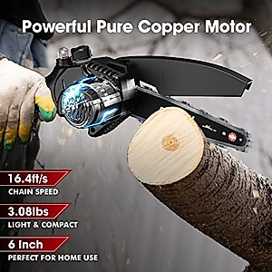 6-inch Mini ChainSaw, Seesii Cordless Chainsaw with 2x 2.0Ah Batteries Auto-oil System One-Handed Electric Chain Saw, Pruning Chainsaw for Wood Cutting Garden Logging Trimming Branch, CH600