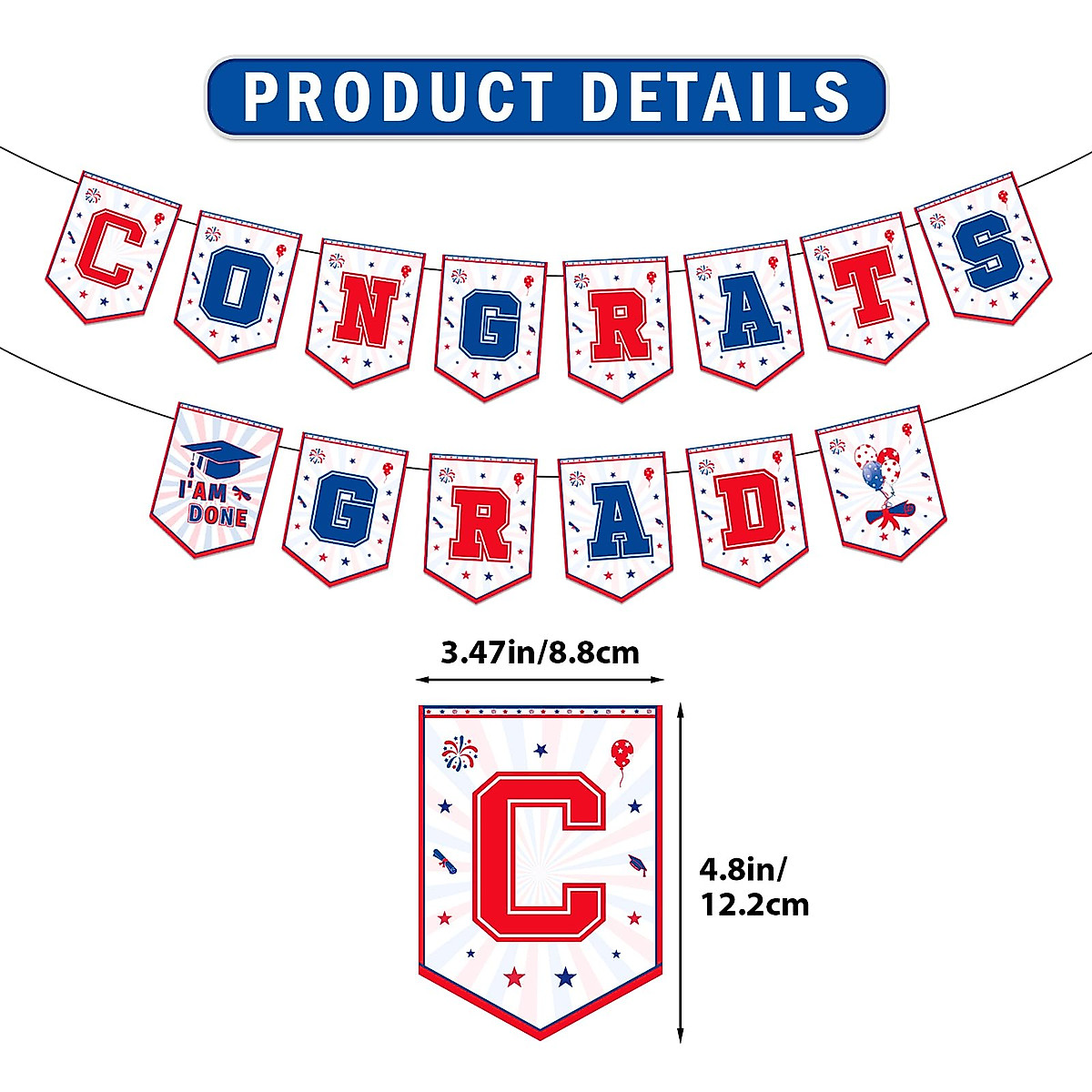 183Pcs Red and Blue Graduation Party Supplies 2024 Graduation Decorations Class of 2024 Graduation Plates and Napkins 2024 Red White and Blue 2024 Graduation Party Decorations Graduation Decorations