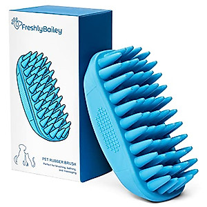 Freshly Bailey Rubber Dog Bath Brush - Silicone Pet Wash & Massage Brush - Perfect for Bathing, Massaging, & Deshedding - Use Wet or Dry, De-shed or Use it to Lather Shampoo For Deeper Clean - Loved by Dogs & Pet Parents