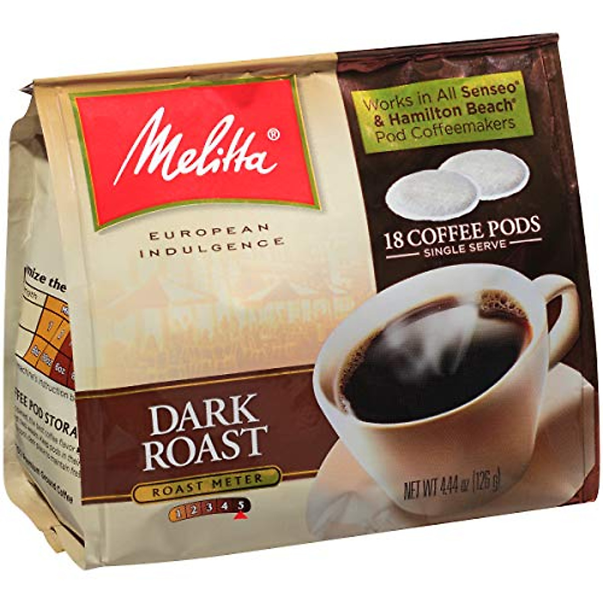 Melitta Coffee Pods, Dark Roast, 18 Count (Pack of 6) 108 Total Pods