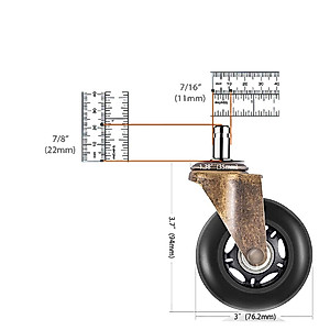 LPHY Office Chair Wheels (Set of 5) - 3'' Smooth Rolling Heavy Duty Casters - Safe for All Floors Including Hardwood - Universal Stem 7/16 Inch