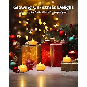 Homemory Value 24Pack Flameless LED Candles Tea Lights Battery Operated, 200+Hours Electric Fake Plasitc Candles Tealights for Votive, Halloween, Pumkin, Ofrenda, Diya, Table Decor, Funeral, Amber