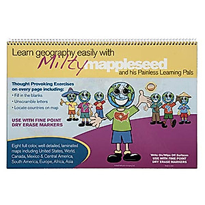 Painless Learning Educational Workbook Eight Geography Full Color Detailed Laminated Maps USA,World,Canada,Mexico,South America,Europe,Africa and Asia