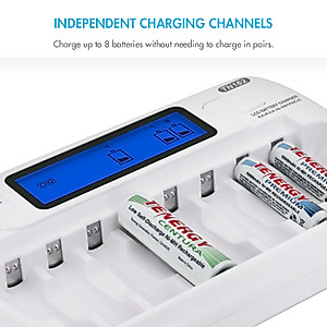 Tenergy TN162 8-Bay Smart LCD Battery Charger for Rechargeable AA/AAA NiMH/NiCd Batteries