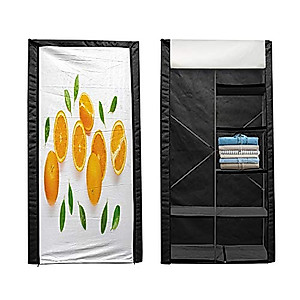 Ambesonne Summer Orange Portable Fabric Wardrobe, Hand Picked Fresh Fruits Ripe Ready to Eat Sliced Juicy Pattern, Clothing Organizer and Storage Closet with Shelves, 33.5", White Green and Orange