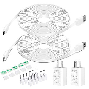 DIANMU 20FT Power Cord with Adapter for Wyze Cam v3/v4/OG/v3 Pro, Blink, Simplisafe,Arlo Essential,Kasa,Weatherproof Power Extension Cable Charger for Security Cam 2Pack(not for WyzePan v3,not Type C)