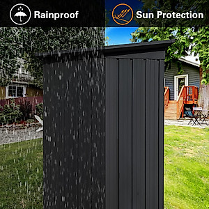 Outdoor Sheds, 8 Feet X 6 Feet, Galvanized Metal Storage Shed for Outdoor Garden Sheds, Backyard Tool Storage Shed, Lawn, Terrace Black
