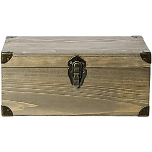 MyGift Vintage Gray Brown Wood Retro Audio Cassette Tape Storage Box with Antique Brass Tone Metal Latch and Brackets, 4 Compartments Hold up to 32 Tapes