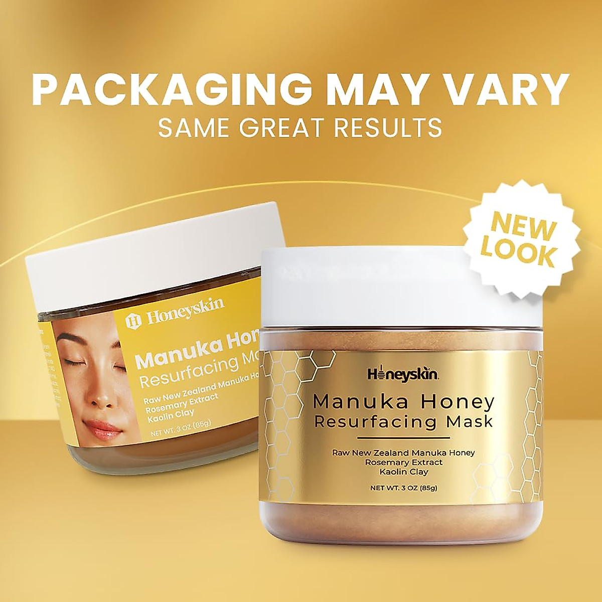 Honeyskin Bentonite Clay Face Mask with Manuka Honey - Gentle Face Exfoliator - Hydrating Facial Mask for Acne Prone and Dry Skin - Face Mask Skin Care w/ Pore Minimizer and Deep Cleanser (3oz)