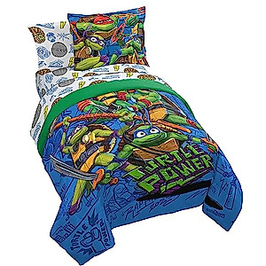 Jay Franco Nickelodeon Teenage Mutant Ninja Turtles Full Comforter Set - 7 Piece Bedding Includes Sheet Set & Pillow Covers - Super Soft Mutant Mayhem Microfiber Bed Set