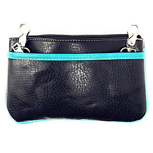 Western Rhinestone Embroidery Wallet Crossbody Clutch Bag Purse in Multi-Way (Black Turquoise Buckle)