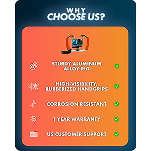 Movo GB-U70T Underwater Diving Rig for GoPro Hero with Cold Shoe Mounts, Wrist Strap - Works with HERO6, HERO7, HERO8, HERO9, HERO10, HERO11, and Osmo Action Cam - Scuba GoPro Accessory (Tangerine)